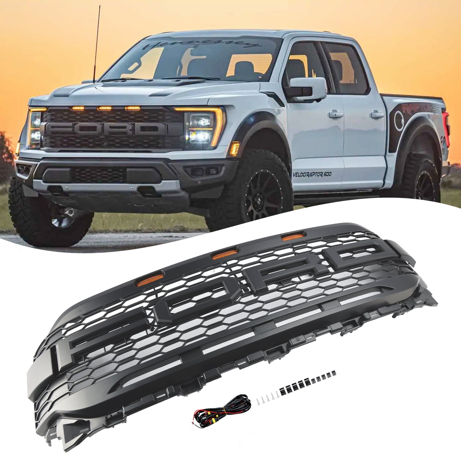 Ford F150 2021 2022 2023 Raptor Style Grill Front Bumper Honeycomb Mat ...
